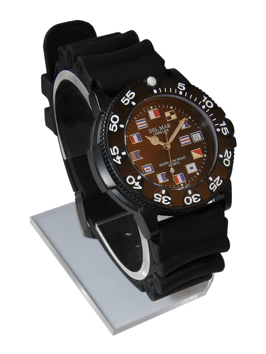 Men's Sand Key Dive 200 M Black Nautical Face, Black PU Strap Band #50 ...