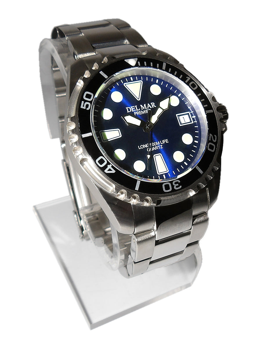 500 Meter Mens Premier Pro Dive Watch, Blue Dial, SS Bracelet - #50422 ...