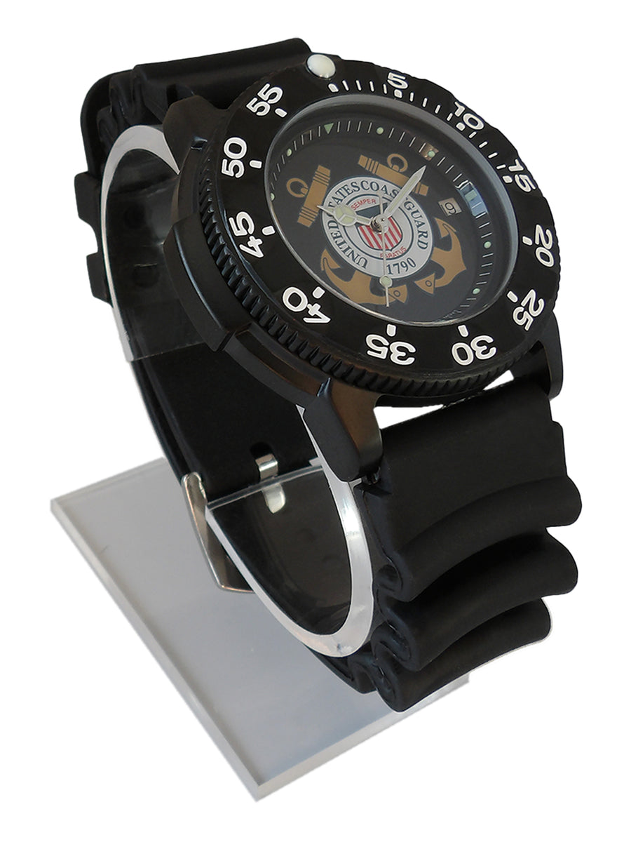 Del Mar Men's Coast Guard Military Watch - Black Strap #50519 – Del Mar ...