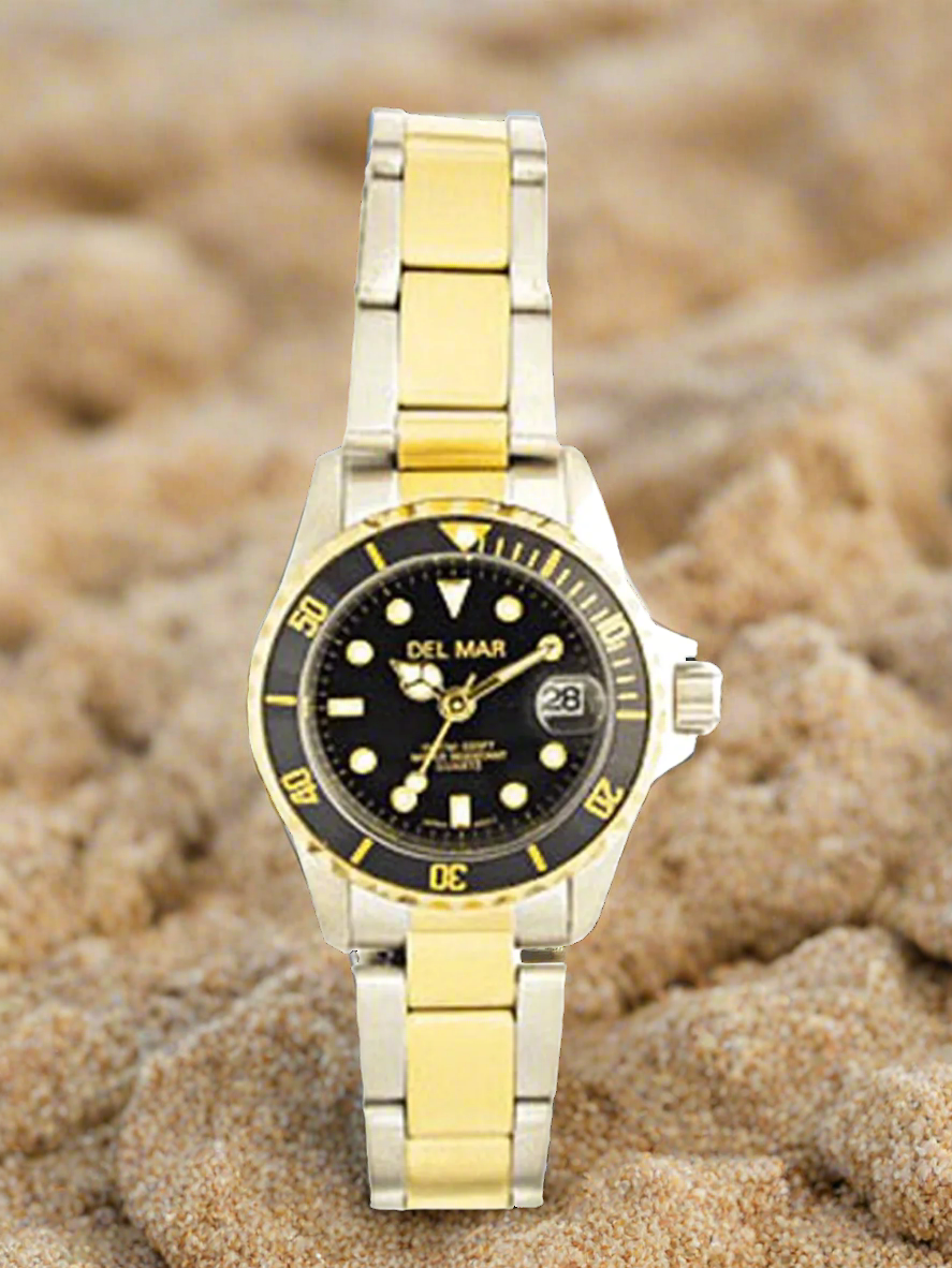 Ladies Long Life Classic Coronado Watch – Black Face & Bezel, Two-Tone ...