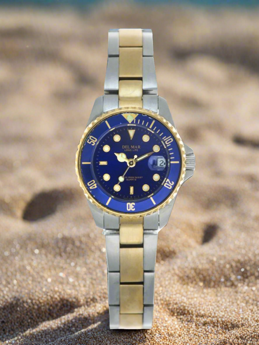 Ladies Long Life Classic Coronado Blue Face & Bezel T/T Watch #50120 ...