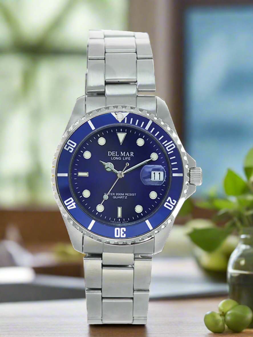 Men's Long Life Classic Coronado Blue Face, Blue Bezel Watch #50494 ...