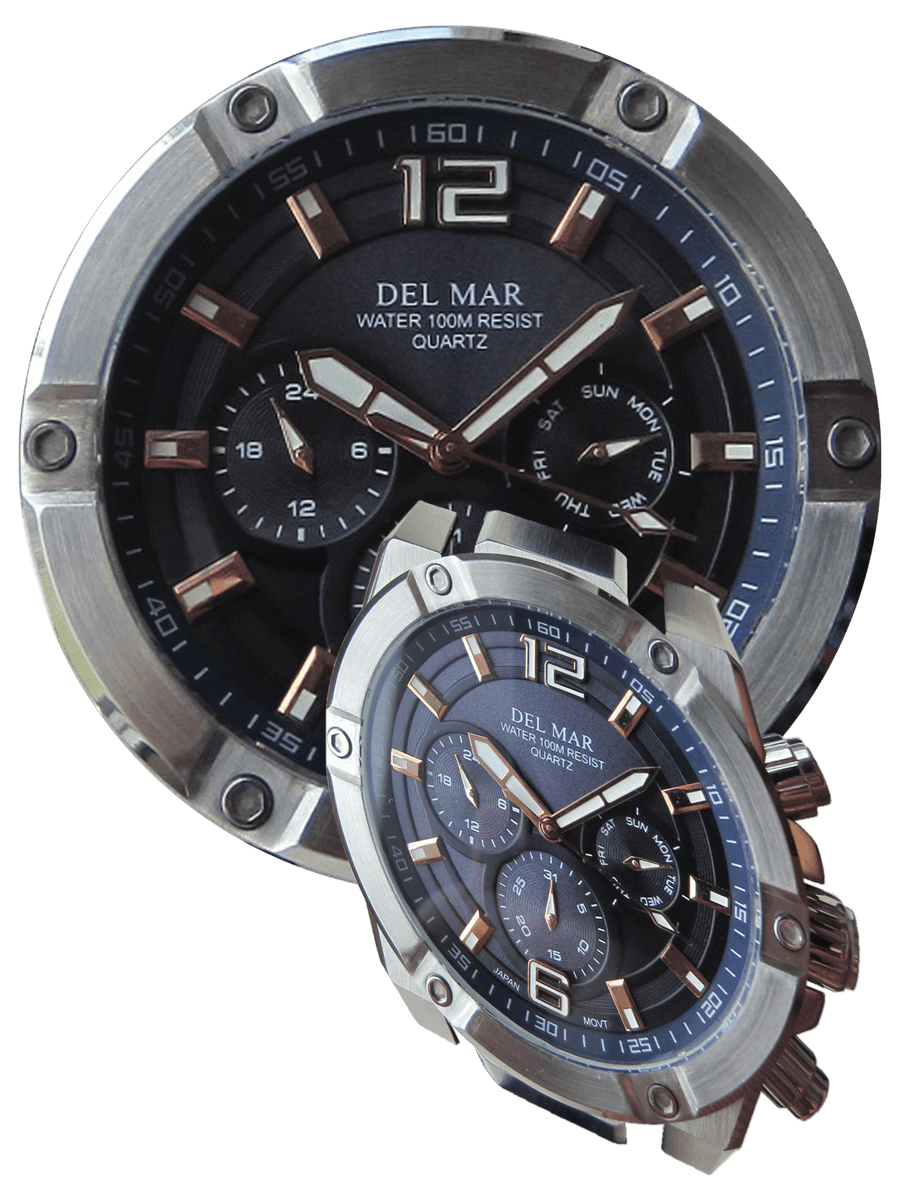 Men's Black Dial Multi-function Watch - #50393 – Del Mar Watches