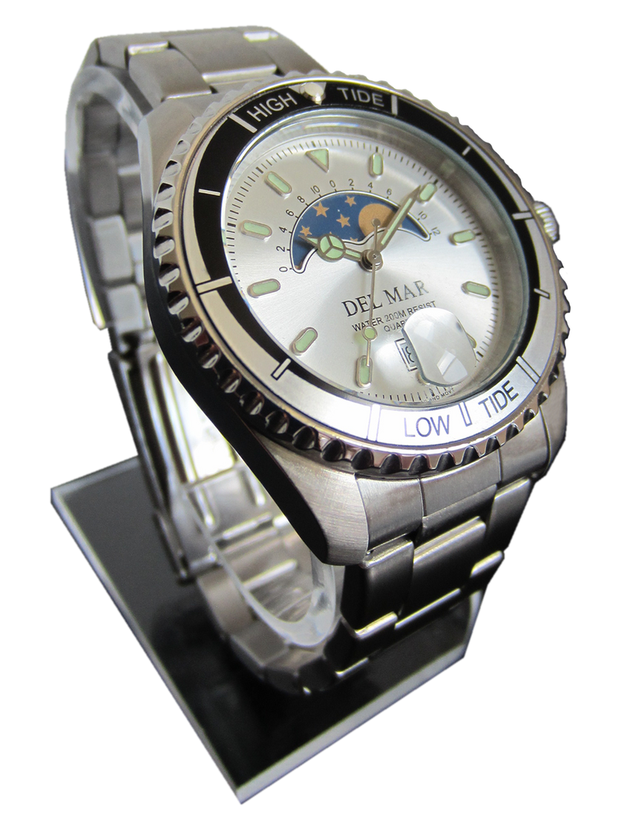 Tide Watch Stainless Steel White Dial 50400 | Del Mar Nautical Watch ...