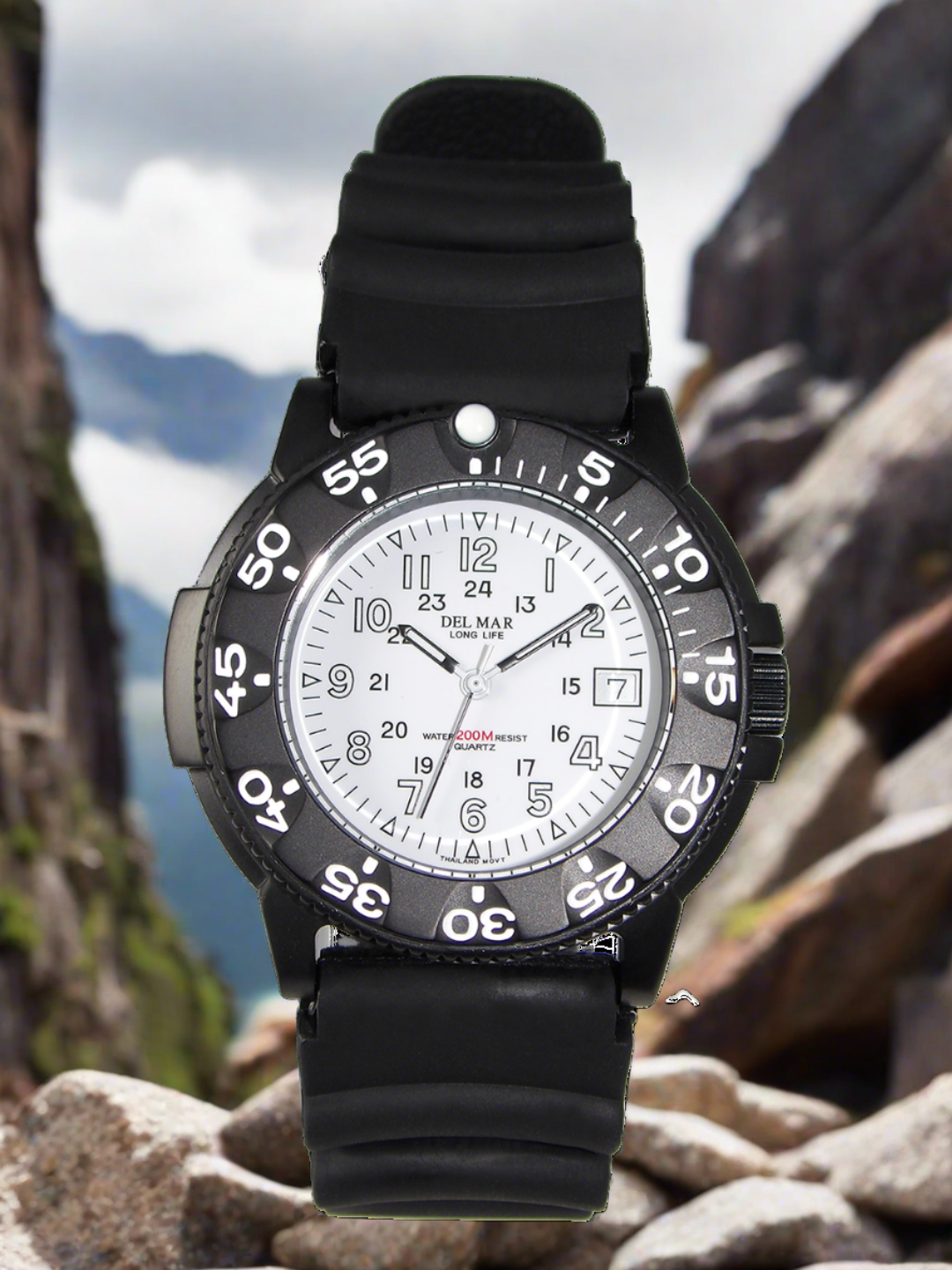 Elegant Men's White Face Watch with Luminous Black Details #50513 – Del ...