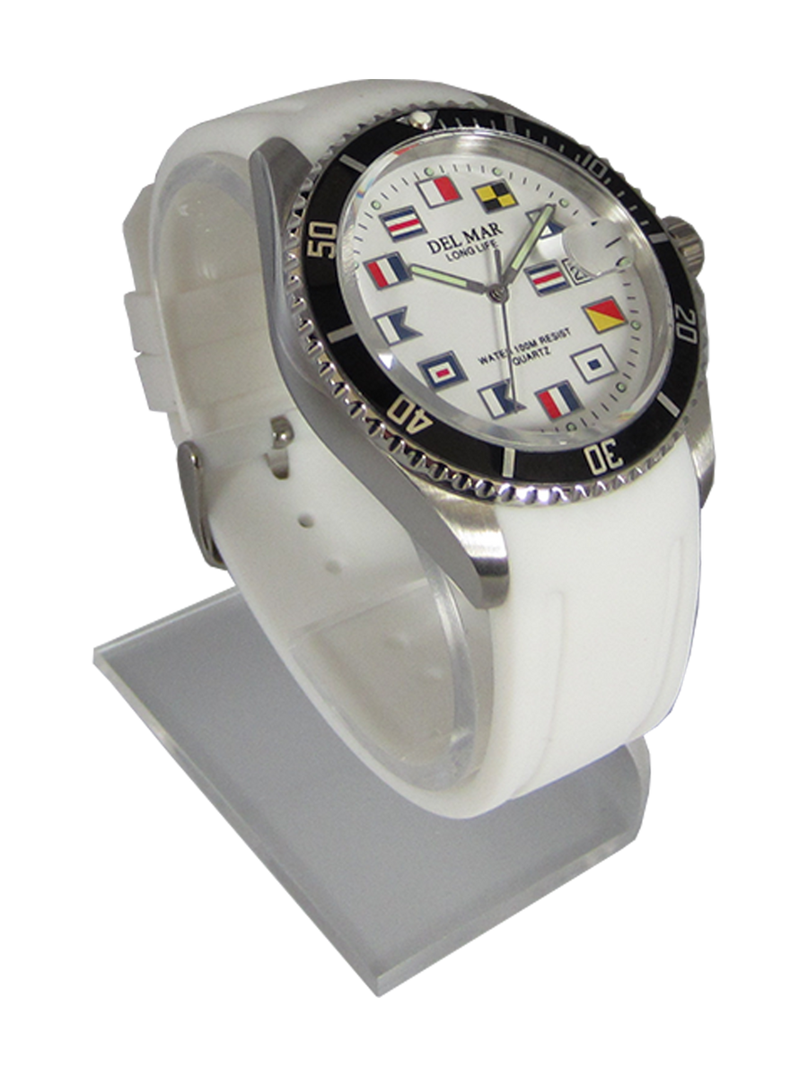 Del Mar Watches Men's Sportstrap: White Nautical Face, 46mm x 40mm ...