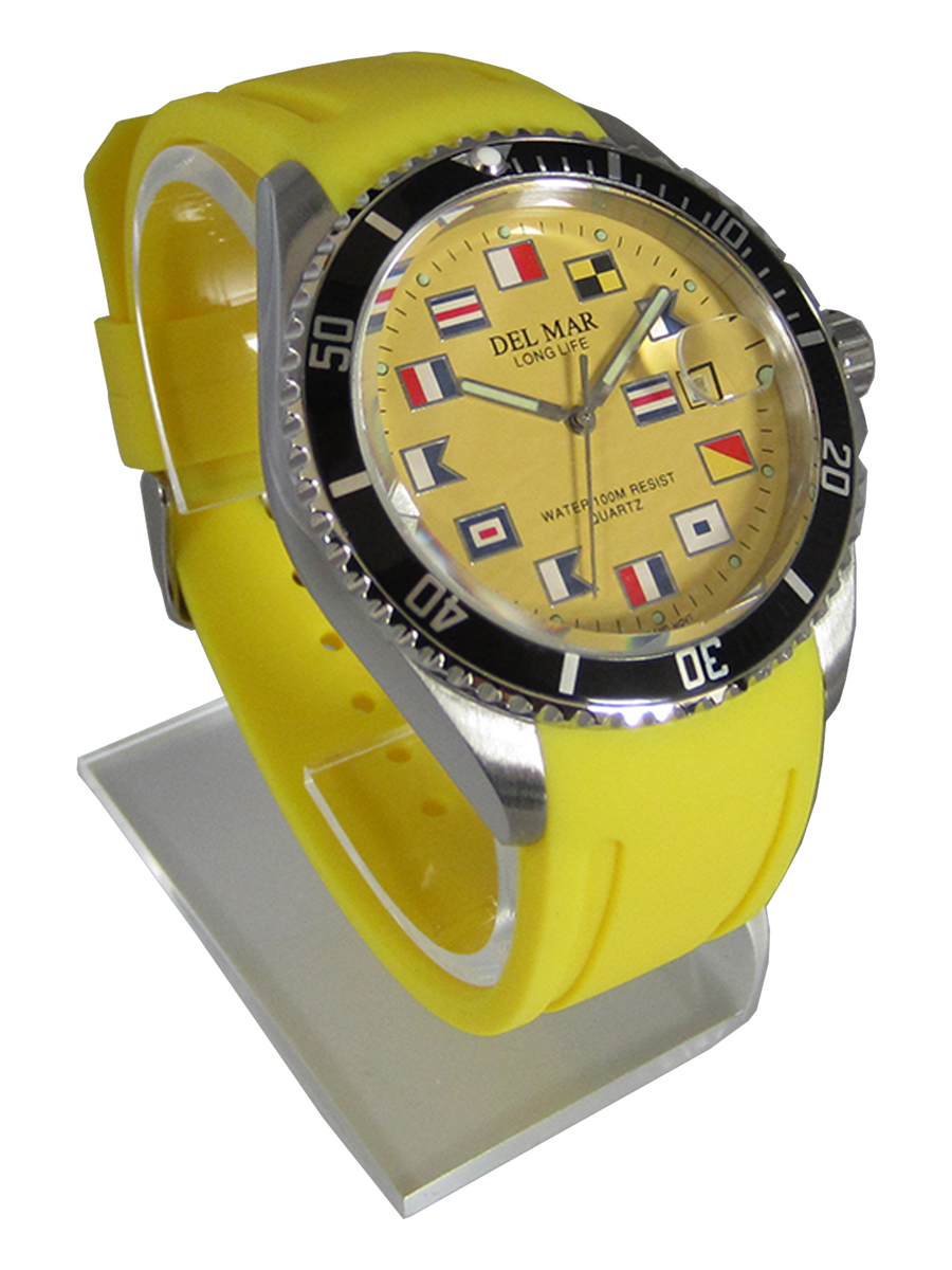 Men's Sportstrap Yellow Watch 100M Nautical Face #50379 – Del Mar Watches